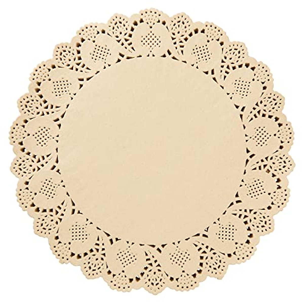 250 Pack Round Paper Placemats for Cakes, Desserts, Light Brown Doilies for Food, Formal Events (12 In)