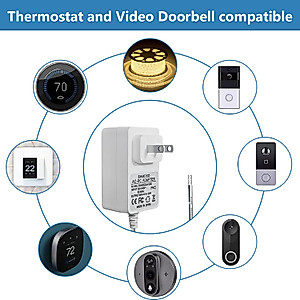 DC 24Volt Transformer,C Wire Adapter,33 FT Long Cable,Compatible with Ring Doorbell Transformer and Thermostat for Sensi,ecobee and Honeywell Transformer