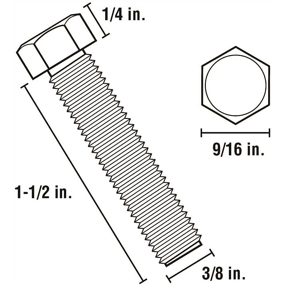 3/8 in. x 1-1/2 in. Zinc Hex Bolt (25-Pack)