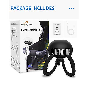 Kaylocheer USB Rechargeable Baby Stroller Fan with Strong Wind, 360-degree Rotation, Quiet Operation, Octopus Design, 3 Wind Speeds, Portable for Travel
