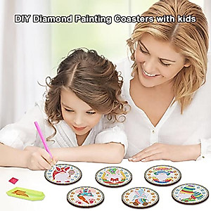 6 Pcs Diamond Painting Coasters Kit, Easter Diamond Painting Coasters with Holder, DIY Diamond Art Kits for Adults Kids 5D Diamond Painting Coasters for Easter Home Decor