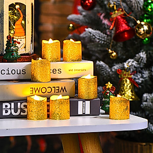 Honoson 24 Pack Gold Candles Party Decoration Flameless Candles LED Tea Light Candles Battery Operated Candle Fake Candle for Halloween Christmas Valentine's Day Diwali Wedding Table Decor