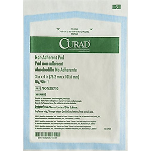 Curad Sterile Non-Adherent Pads for gentle wound dressing and absorption without sticking, 100 Count (Pack of 1)