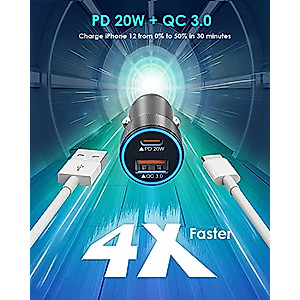 iPhone Car Charger,USB C Fast Car Charger[Apple MFi Certified] Apple Car Charging 38W Dual Port Car Charger Cigarette Lighter Adapter 2x3ft PD&QC 3.0 Lightning Cable for iPhone 13/12/12 Pro/11/Airpods