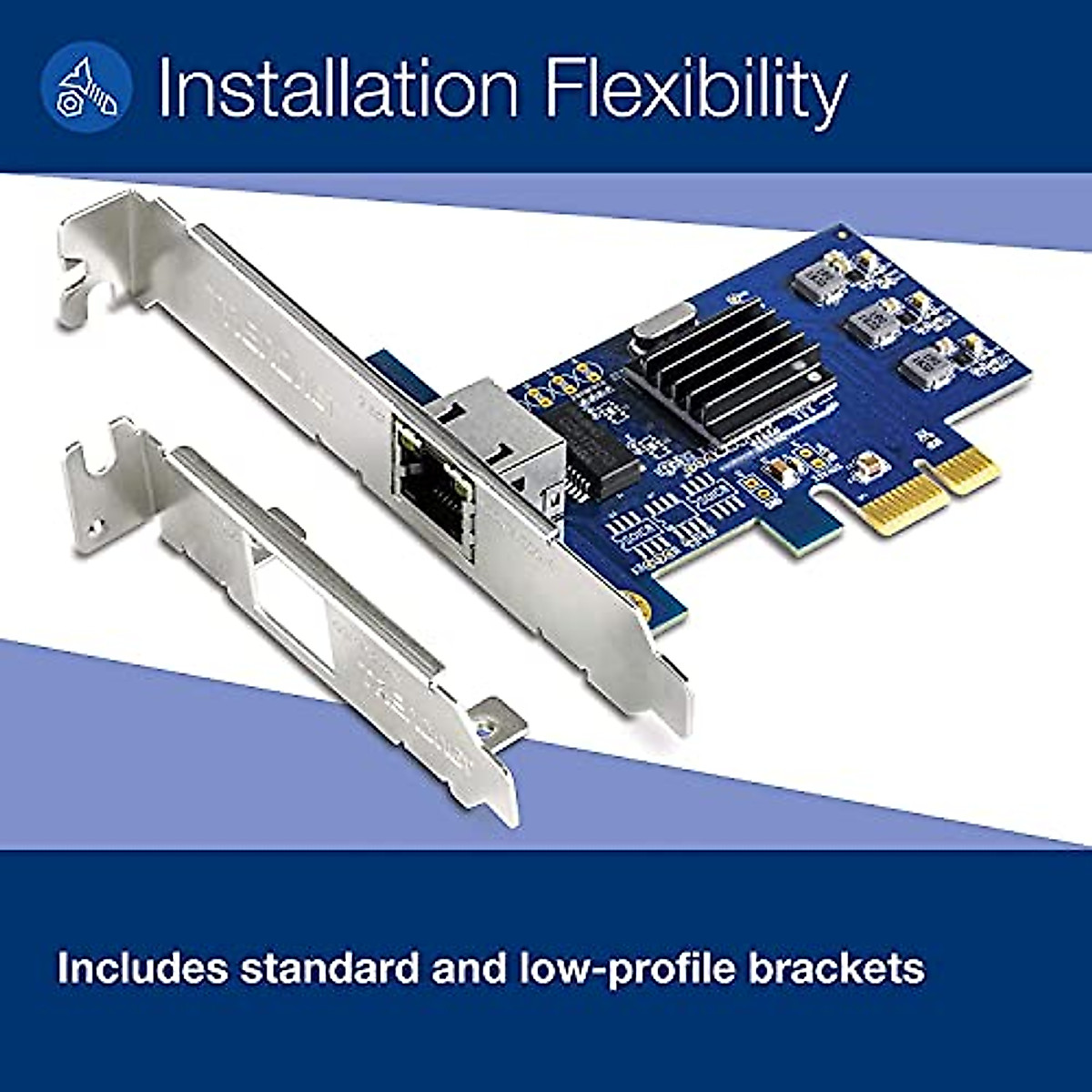 TRENDnet 2.5GBase-T PCIe Network Adapter, TEG-25GECTX, Converts a PCIe 2.0 or Later Slot into a 2.5G Ethernet Port, 802.1Q VLAN Tagging, Standard & Low-Profile Brackets Included, Windows Support