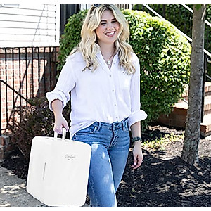 Cooluli 10L Mini Fridge for Bedroom - Car, Office Desk & College Dorm Room - 12v Portable Cooler & Warmer for Food, Drinks, Skincare, Beauty & Makeup - AC/DC Small Refrigerator with Glass Front, White