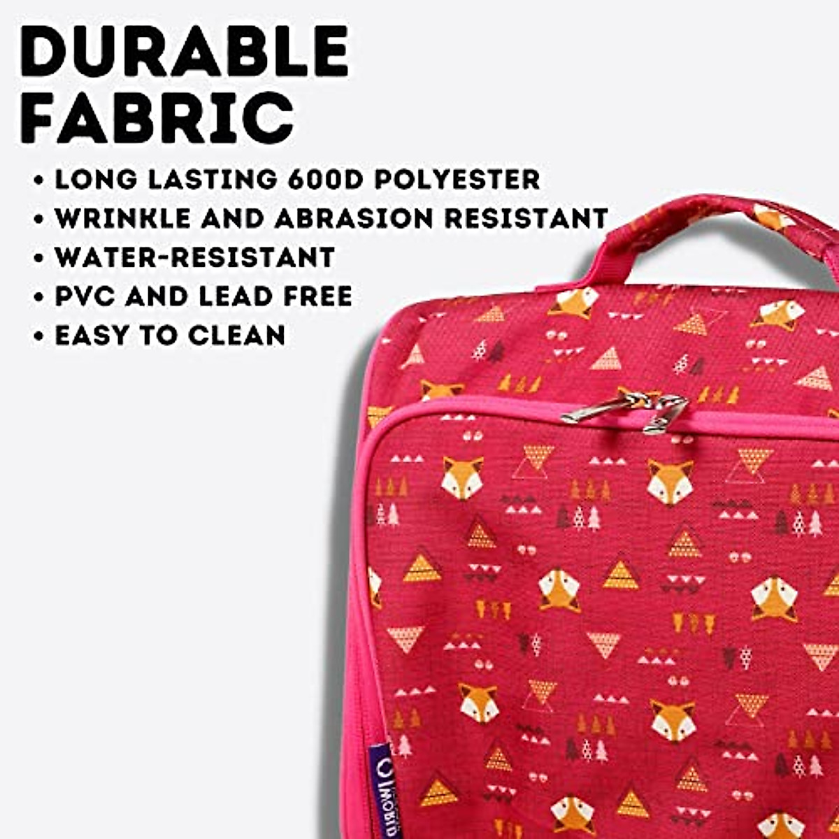 J World New York Casey Kids Lunch Bag. Cute Insulated Lunch-Box for Boys Girls, Fox