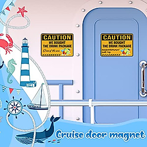 2 Pcs Large Caution Cruise Door Magnets Sign Funny Magnetic Cabin Cruise Door Decorations for Carnival Cruise Door or Stateroom
