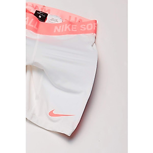 Nike Girl's Dry Softball Slider Shorts (Big Kids) White/Sunset Pulse/Sunset Pulse LG (14 Big Kid)