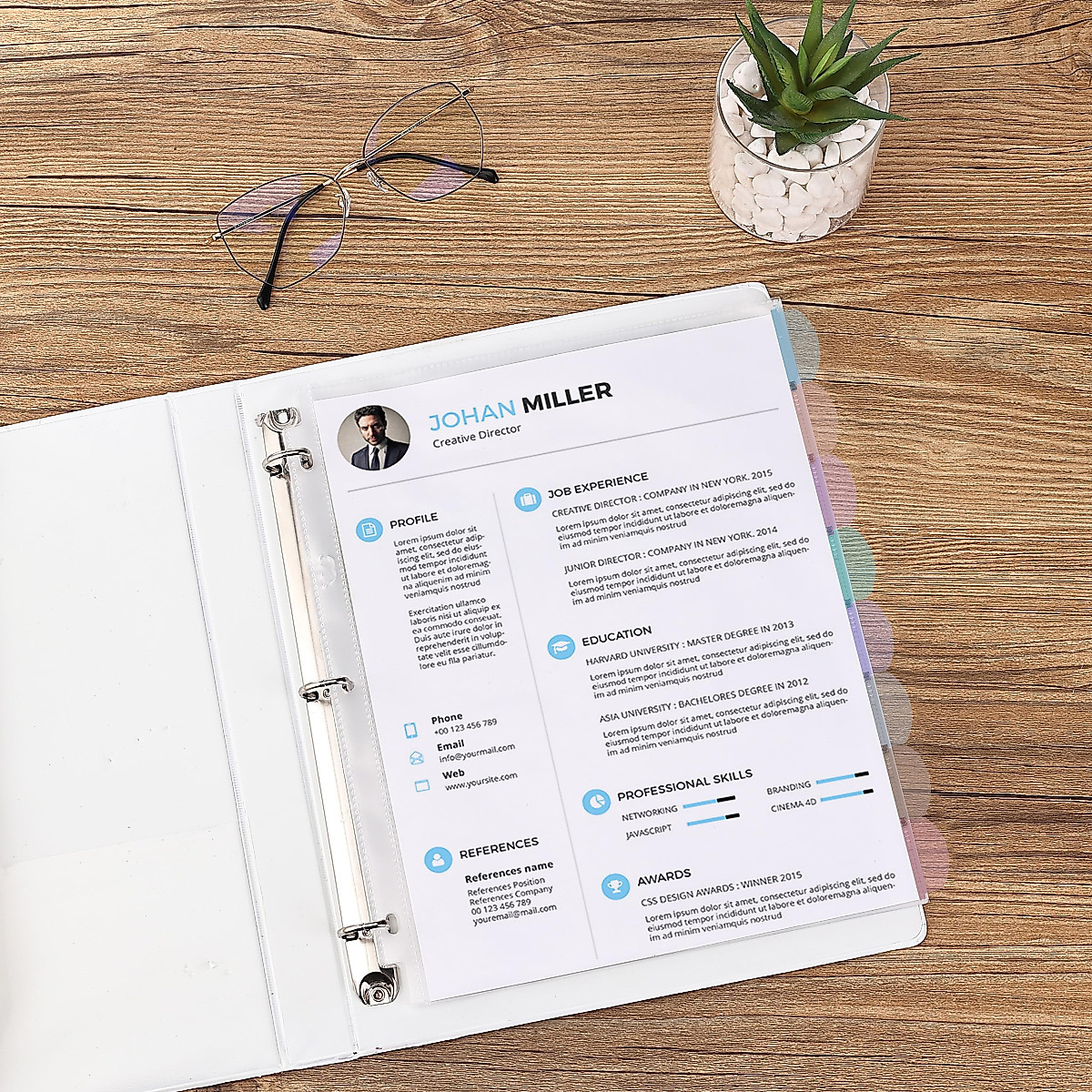 Mr. Pen- Clear Sheet Protectors with Binder Tabs, 8 Tabs, 2 Sets, Clear Binder Sheet Protectors, Clear Plastic Dividers for 3 Ring Binder, Insertable Index Page Divider Multicolor Tabs