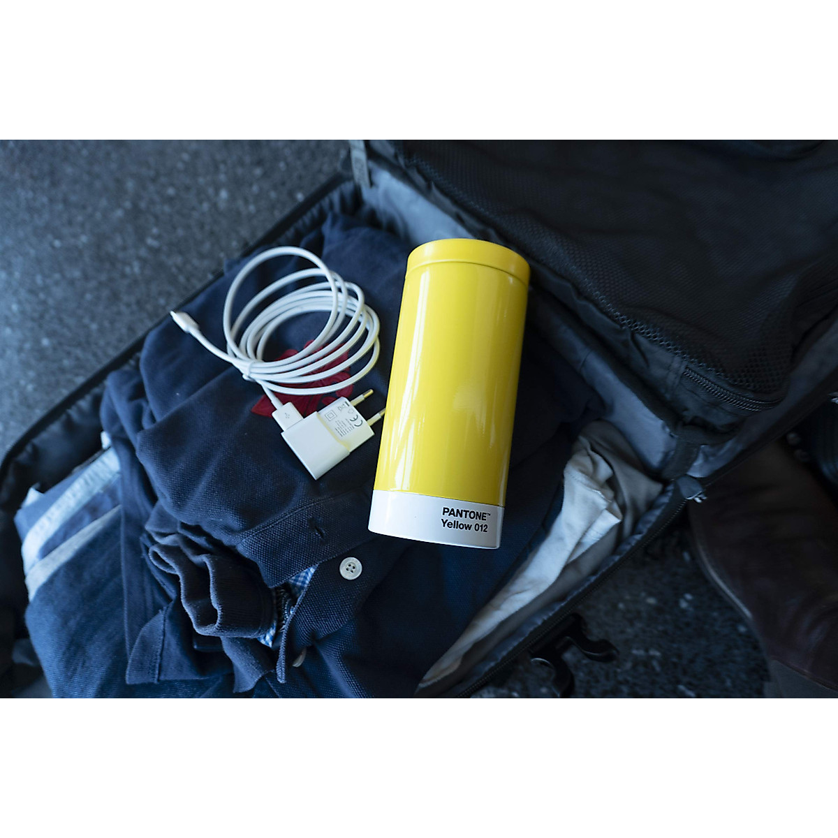 Pantone Travel Mug, Stainless Steel, ABS, Yellow 012, 7.5 x 7.5 x 16.4 cm