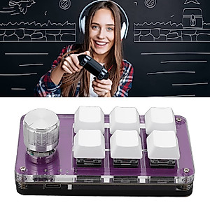 Oreilet One Handed Mechanical Gaming Keyboard, Multifunctional Shortcut Programmable Gaming Keypad with 6 Keys & Knob, USB Custimize DIY Keypad for Game Media Player