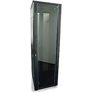 Crimson AV RC42U Floor Standing Data Rack Enclosure, Black, 1760lb Max Static Load, Works with All Standard 19" Rack Components, Reversible and Removable Tempered Glass Front Door
