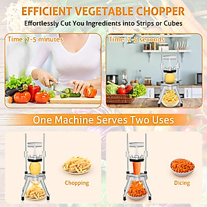WICHEMI Commercial Vegetable Chopper Dicer Commercial Onion Dicer Cutter Stainless Steel Vegetable Fruit Chopper French Fry Cutter Heavy Duty Food Dicer Chopper for Potatoes Peppers Mushrooms (3/8")