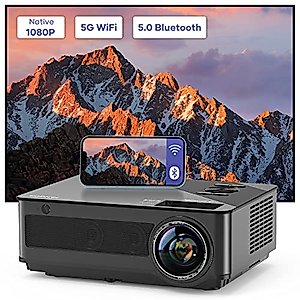 WiFi Bluetooth Projector - 1080P Native HD Projector Outdoor Movie Projector Support 300" Screen, FANGOR 6" TFT Panel Home Theater Video Projector with HiFi Stereo for Smartphone, DVD, Laptop, PS4