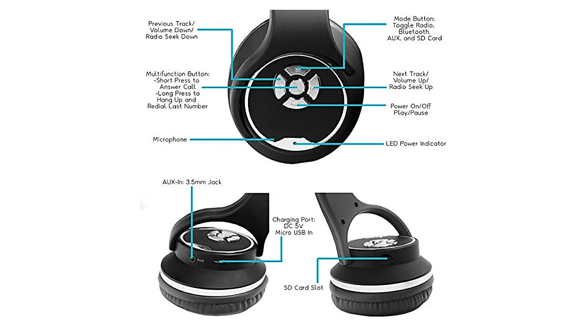 WOOZIK Twist Wireless Headphones & Portable Speaker | 2-in-1 Bluetooth ...