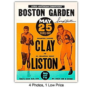 Muhammad Ali Wall Art Poster Set - Bar Wall Decor - Gym Wall Decor - Motivational Sports Decor - African American Wall Art - Man Cave Decor - Boxing Posters- Gifts for Men Boys - Black Art