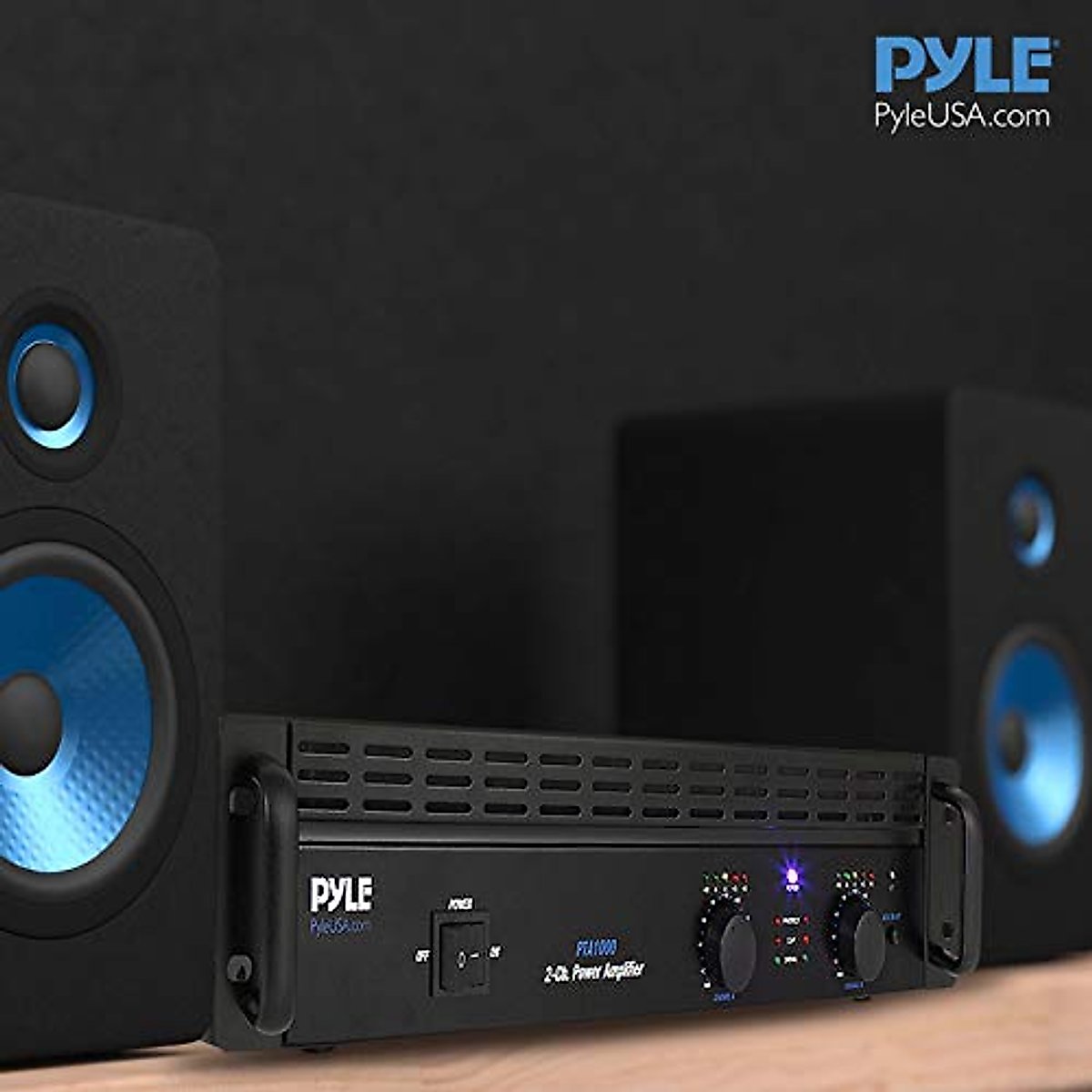 Pyle Professional Audio Bluetooth Power Amplifier - 2-Channel Rack Mount Bridgeable, LED Indicators, Shockproof Binding Posts, Cooling Fans 1000 Watt - Pyle PTA1000
