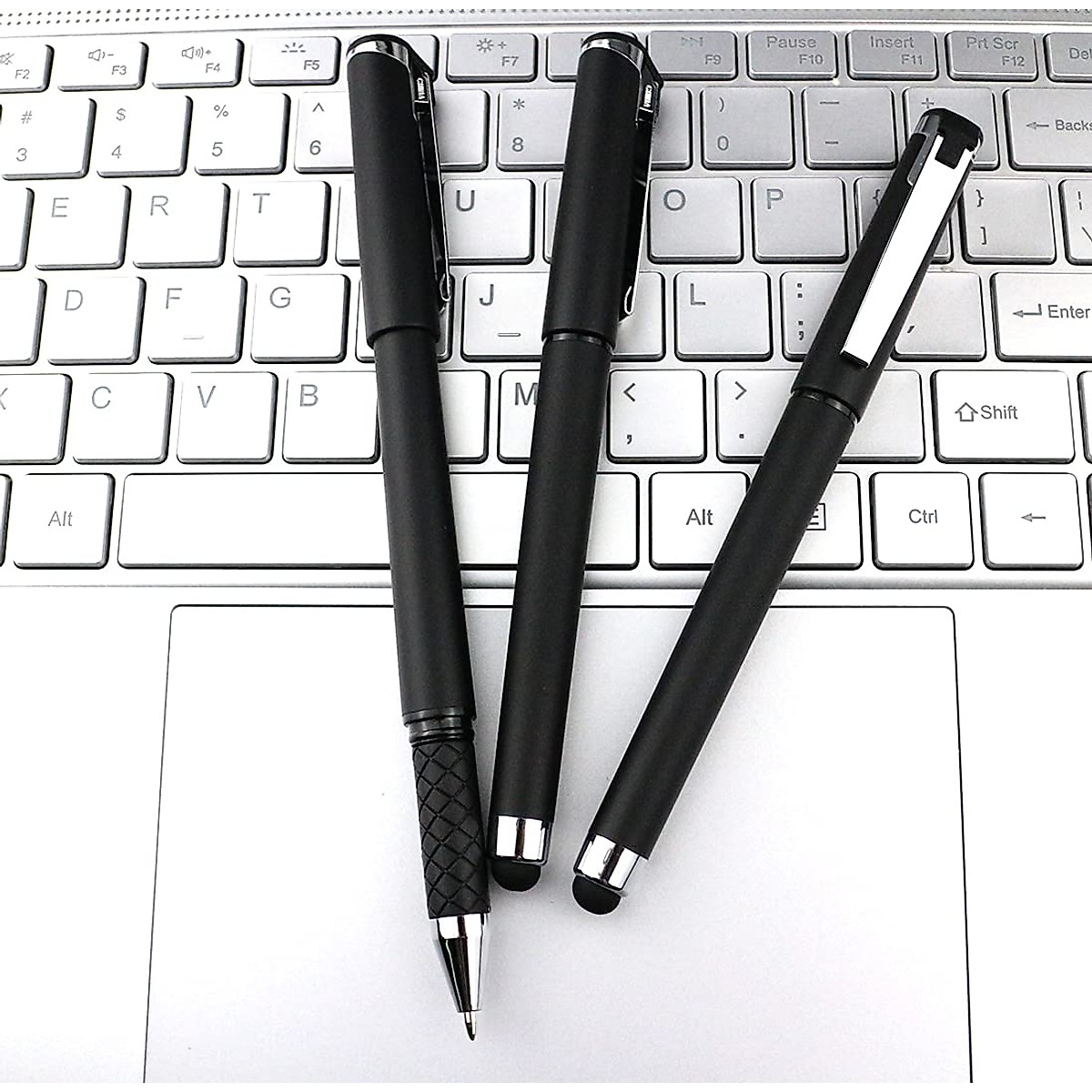 Black Gel Ink Rollerball Pens 1.0mm Gel Pens 2-in-1 stylus Pens 1.0mm Medium Point Pen for Office, Black gel ink(18 Pack-Black)