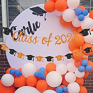 Class of 2023 Banner Orange 2023 Graduation Decorations Orange and Black Bachelor Cap Garland for Congrats Grad Party Supplies Graduation Theme Party Decor