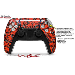 WraptorSkinz Skin Wrap compatible with Sony PS5 DualSense Controller Scattered Skulls Red (CONTROLLER NOT INCLUDED)
