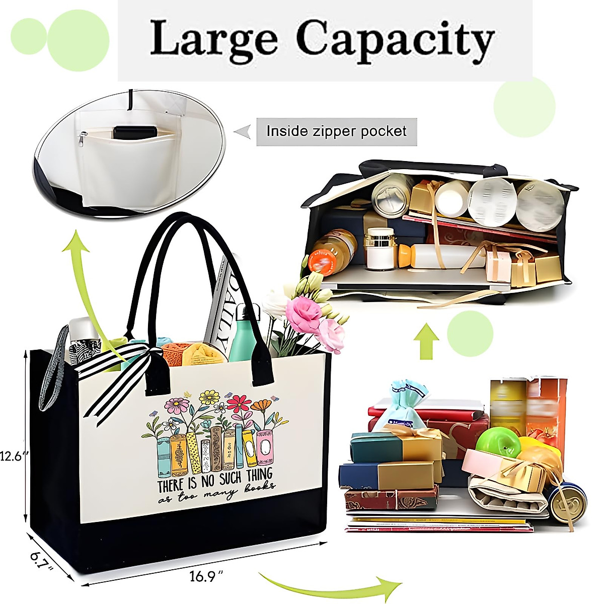 GemsLives Canvas Tote Bag Gifts for Book Lovers,Book Lovers Gifts - Birthdays Tote Bag for Book Lovers, Librarians, and Readers - Perfect for Bookish Gifts