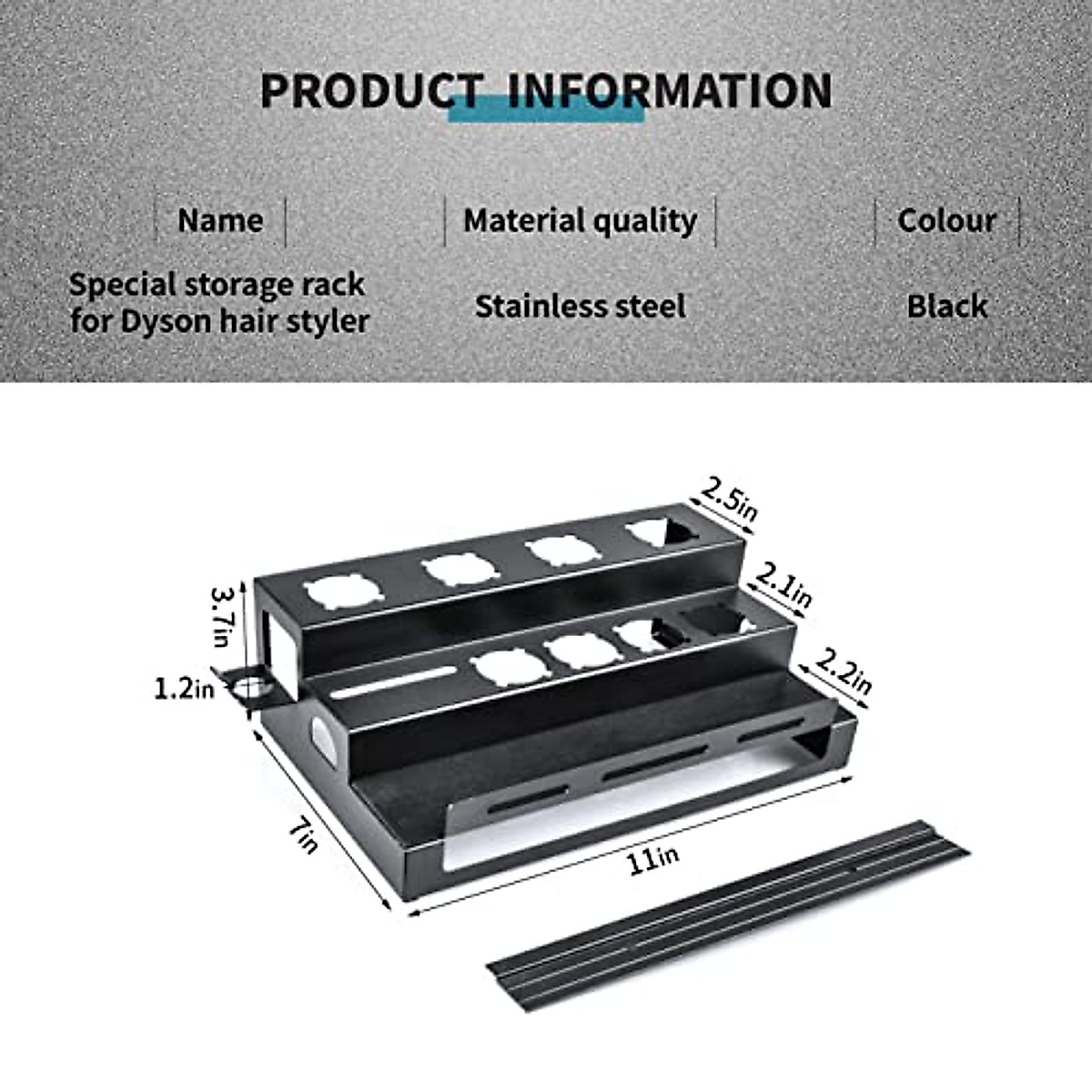 DALUOBO Storage Holder for Dyson Airwrap Curling Iron Styler Wall Mounted Rack Bracket Stand with Adhesive for Home Bathroom Organizer Black (B)