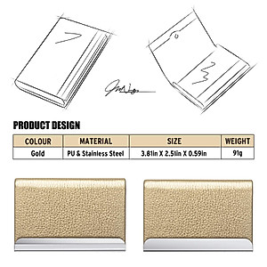 MOTYAWN Business Card Holder, Name Multi Cards Case, Pink Luxury PU Leather Credit Card ID Case - Protector Business Name Card Holder Slim Metal Wallet Pocket Holder Case for Women & Men