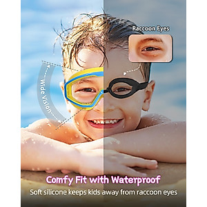 Water Space 2 Pack Swim Goggles Swimming Goggles for Kids Youth Girls Boys Aged 3-6 4-7 6-14 8-12, Toddler Goggles Anti-fog Waterproof Clear Anti-fog Wide Vision, Pool Underwater Goggles No-Leaking