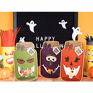 Halloween DIY Crafts Art Cards for Kids-50 Pack Halloween Party Treat Bags Cards Kits for Classroom School, Mason Jar Shape Halloween Treats for Trick or Treaters,Trunk or Treat Party Favors Supplies