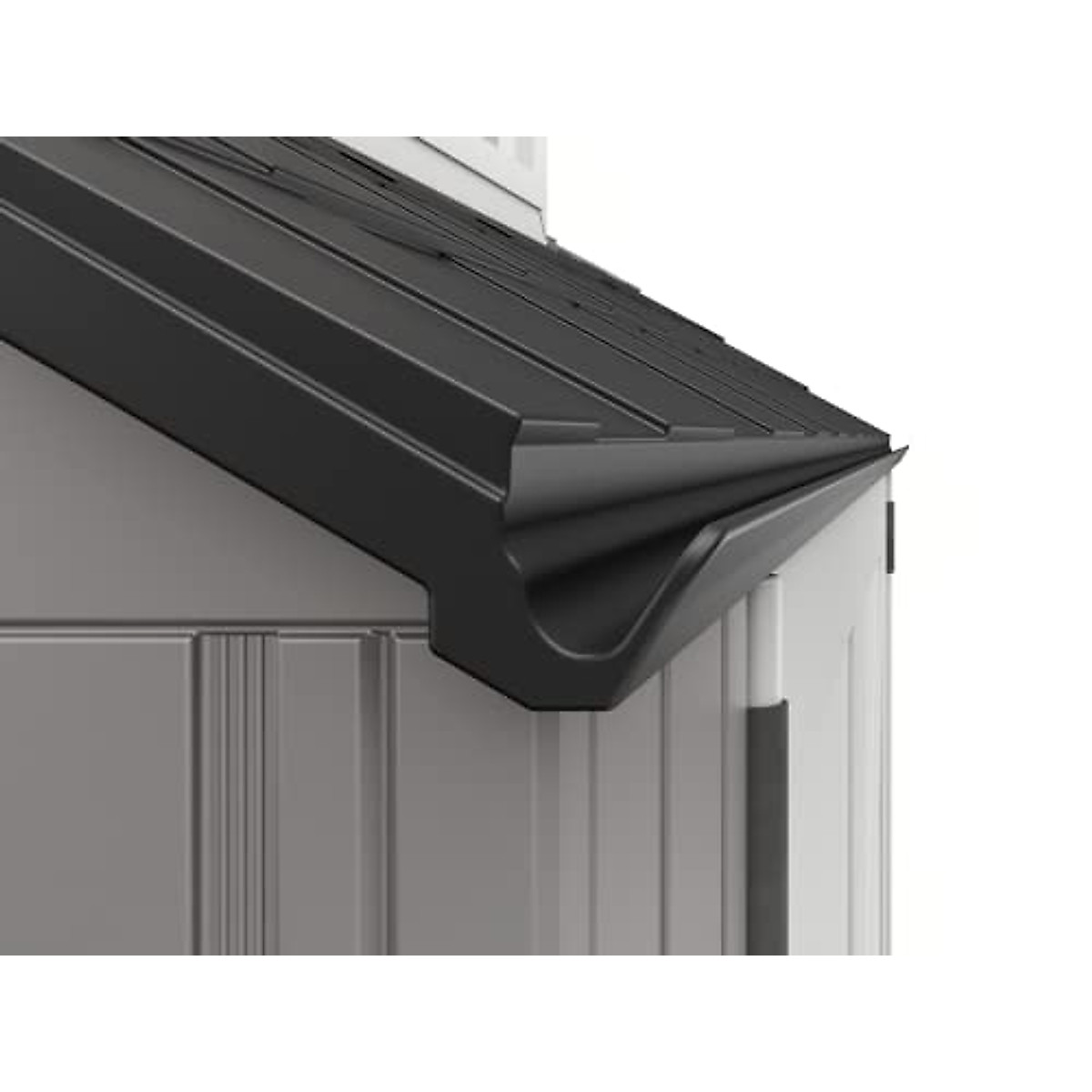 Rubbermaid Resin Weather Resistant Outdoor Storage Shed, 7 x 7 ft., Simple Gray/Onyx, for Garden/Backyard/Home/Pool