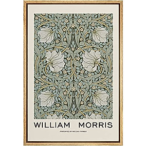 wall26 Framed Canvas Print Wall Art Pimpernel Flowers by William Morris Historic Cultural Illustrations Fine Art Traditional Scenic Colorful for Living Room, Bedroom, Office - 16x24 Natural