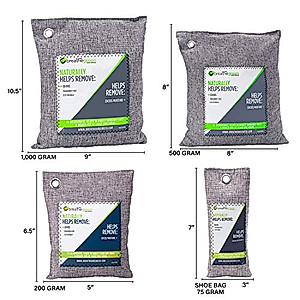 Bamboo Charcoal Air Purifying Bag For Large Spaces (1000 Gram) | Activated Charcoal Odor Absorber | Natural Air Refresher Removes Odors and Moisture | Odor Eliminator for Basement, Garage, Trucks, RV