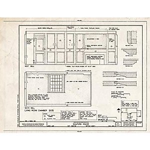 Historic Pictoric : Blueprint HABS NY,52-HAMTE,7- (Sheet 19 of 28) - Mulford House, James Lane, East Hampton, Suffolk County, NY 30in x 24in