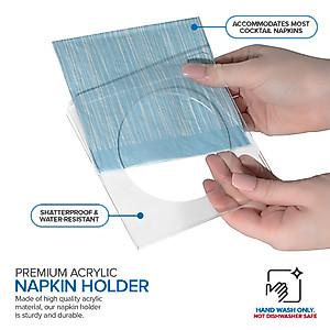 Modern Innovations Acrylic Napkin Holder (4 Count) - Crystal Clear Coasters with an Insert for Cocktail Napkins - Shatterproof and Water Resistant Coaster for Drinks