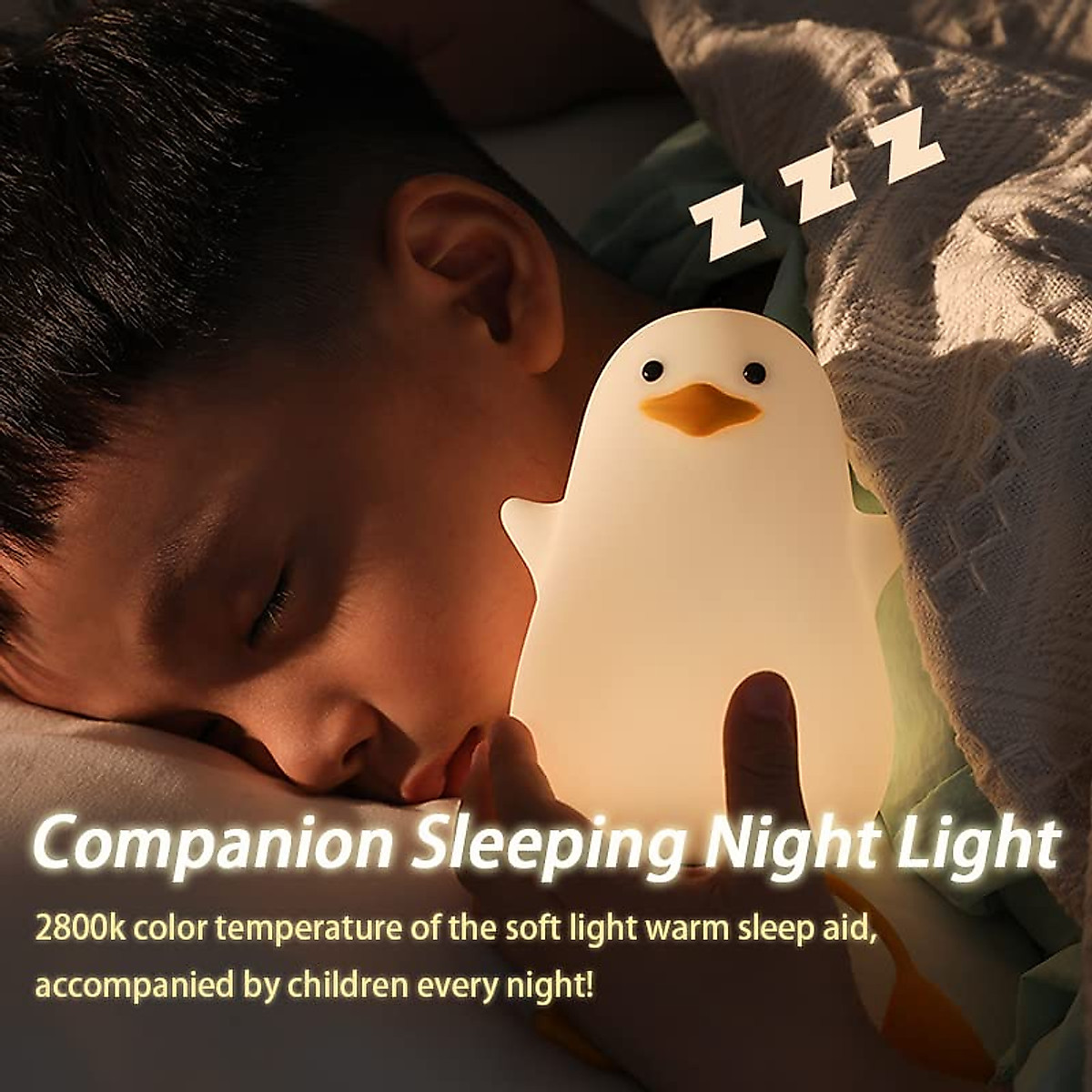 Crtivetoys Cute Seagull Night Light for Kids Animal Silicone Nursery LED Table Lamp Children's Dimmable Baby's Room Decoration Bedside Touch Timer Table USB Charger Cartoon Duck Night Light