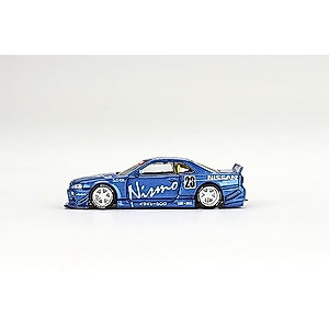 True Scale Miniatures Model Car Compatible with Nissan Skyline GT-R (R34) Kaido Works V3 (Blue) Limited Edition 1/64 Diecast Model Car Kaido House KHMG055