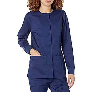Amazon Essentials Women's Scrub Snap Jacket (Available in Plus Size), Dark Blue, Medium