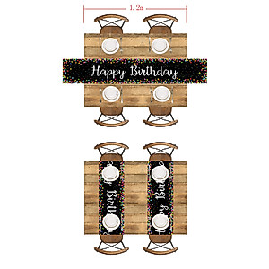 Letjolt Happy Birthday Table Runner 72 Inches Celebrate Birthday Party Table Decor, Black