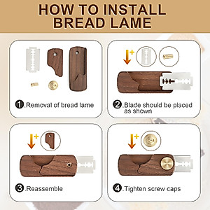 HHZPAEK Magnetic Wooden Bread Lame Dough Scoring Tool,Hand Crafted Sourdough Lame Scoring Tool,Bread Scorer Tool for Homemade Bread Baking,Dough Scoring Bread Knife with 5 Razor Blades