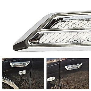 Azoepart 1 Pair Universal Car Air Flow Chrome Fender Side Vent Decor Sticker Air Flow Vent Door Hood Self-Adhesive Decal accesory for Car SUV Truck Wheel Well Arch or Side Bumper/Fenders,Black