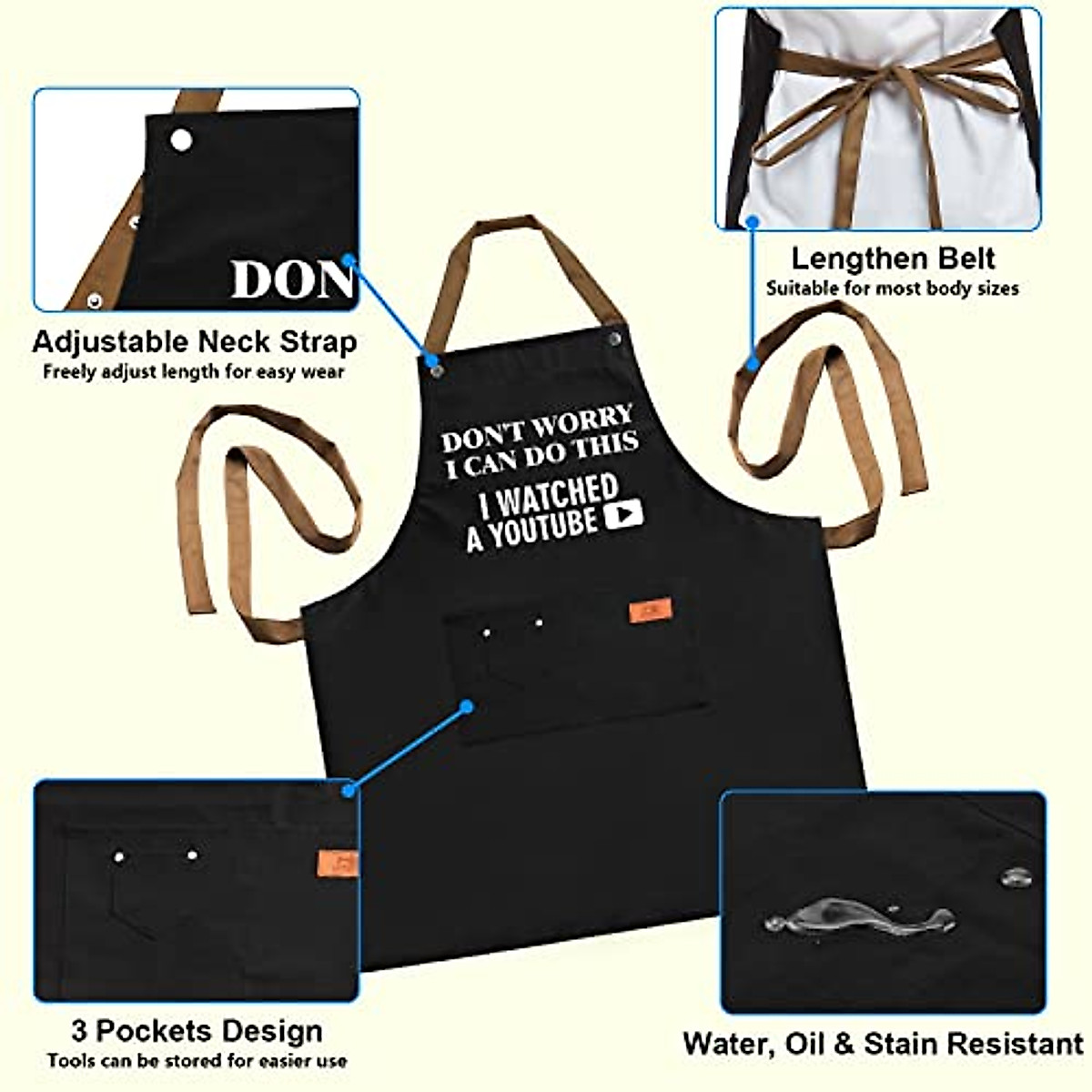 Birthday Gifts for Men, Gifts for Husband from Wife, Gifts for Boyfriend Dad, Grilling Aprons with Adjustable Neck Strap, Chef Cooking Apron Gifts for Father's Day, Gifts for Women Mom, Christmas
