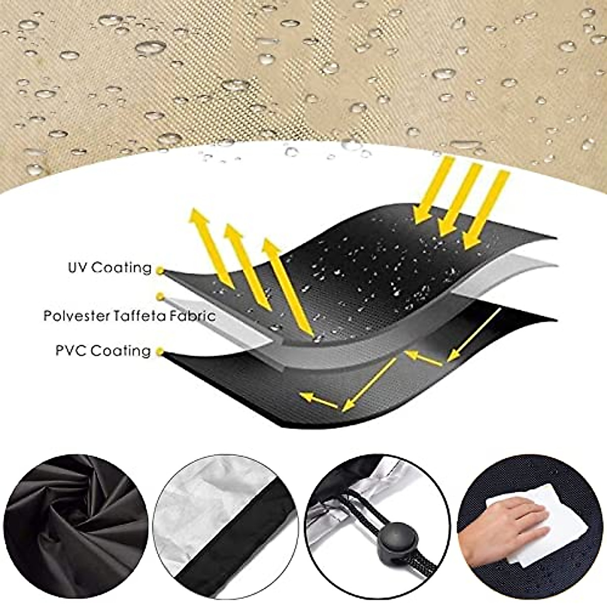 XYXH Round Patio Table and Chairs Cover 64" D x 31" H, Outdoor Garden Furniture Covers, Furniture Covers Waterproof, Heavy Duty Oxford Fabric Windproof, for All Weather Protection