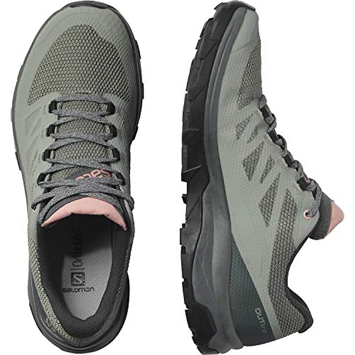 Salomon Outline Gore-TEX Hiking Shoes for Women, Shadow/Urban Chic/Coral Almond, 8