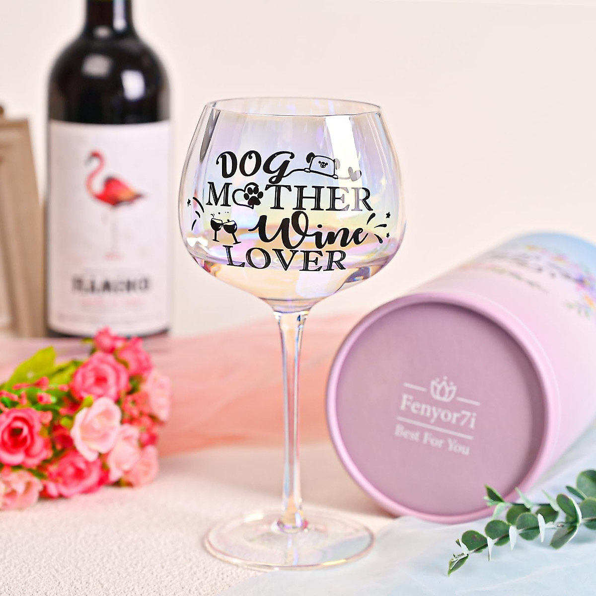 Dog Mom Gifts - Dog Lover Gifts for Women, Dog Owner Gifts, Unusual Birthday Gifts for Dog Lovers - Funny Gifts for New Puppy Fur Baby Owners - 16oz Wine Glass For Fur Mama