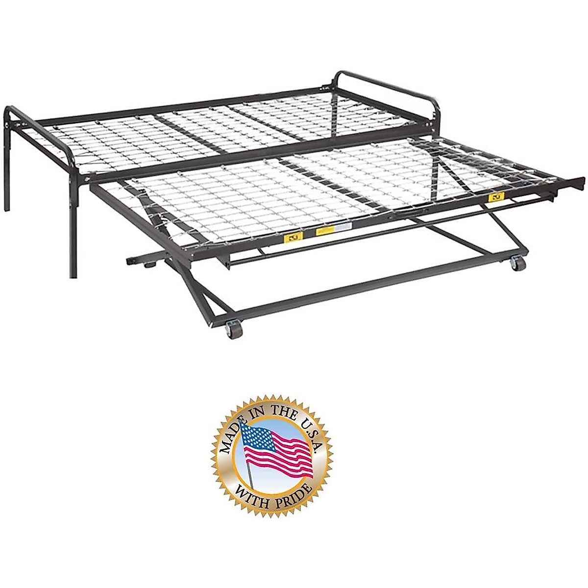 dream's SOLUTION Twin Size (39 inch W) Dark Black Metal (Daybed) Pop Up Trundle Frame Twin Size