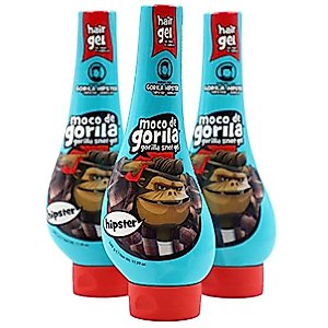Moco de Gorila Hipster Hair Gel | Trendy Hair Styling Gel with Long-lasting Hold, Gorilla Snot Gel is the Ultimate Hair Gel to create any Hipster Mainstream Hairstyle; 11.9 oz Squizz Bottle (3 Pack)