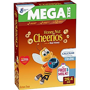 Honey Nut Cheerios Cereal, Limited Edition Happy Heart Shapes, Heart Healthy Cereal With Whole Grain Oats, Mega Size, 29.4 oz