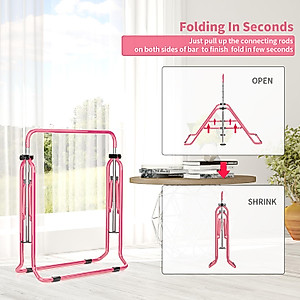ZENOVA Gymnastics Bar Junior Gymnastics Equipment Horizontal Bar Height Adjustable, Foldable Gym Bar Monkey Bar for Kids