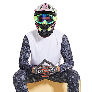 REYSHIONWA Men's Mountain Bike Jersey Long Sleeve MTB Lightweigh Quick Dry Moisture-Wicking Motocross Jersey White Camo